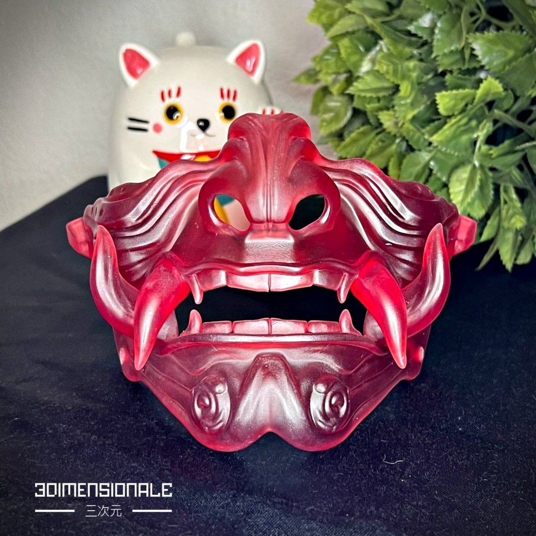 Japanese Samurai Oni Mask – Red Menpo Oni, Hannya Mask, Perfect for ...