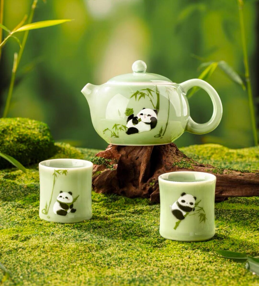 Panda Ink Treasure Tea Set Ceramic Teapot & Cups for Relaxation ...