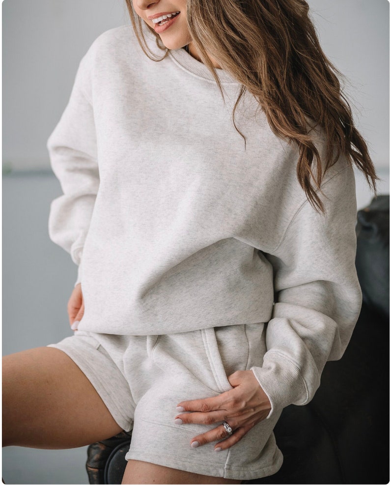 Cozy Sweatshirt and Shorts Set | Cozy Outfit | Sweats | Pajama Set ...