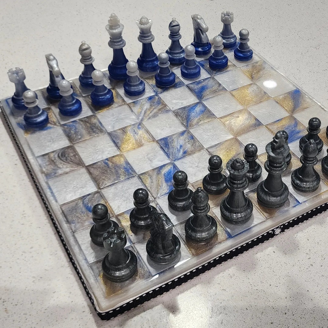 Custom Made Resin Chess Board & Pieces - Etsy