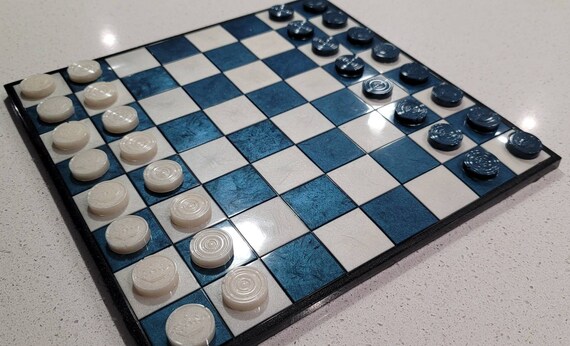 Custom Made Resin Checker Board & Pieces | Etsy