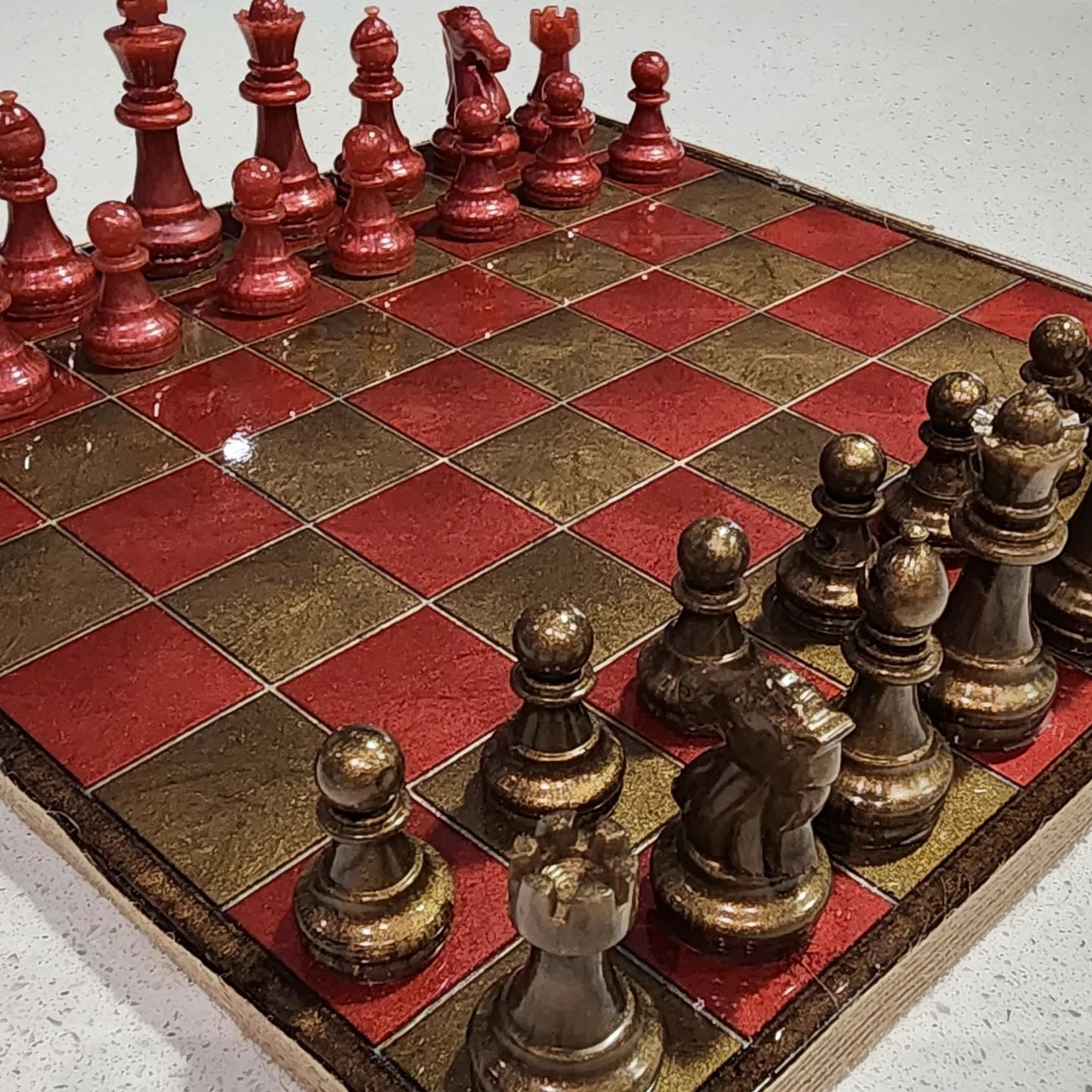 Custom Made Resin Chess Board & Pieces - Etsy
