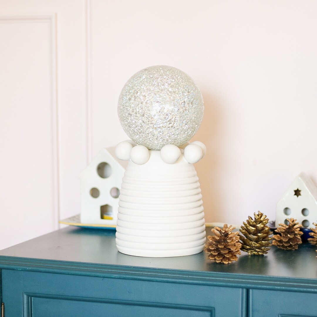 White Ceramic Table Lamp With Minimalistic Design| Large Bulb Included ...