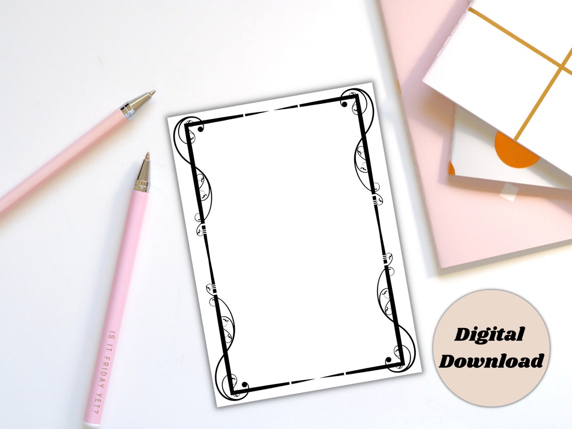 Printable Stationery Classic Border Letter Printable Writing - Etsy