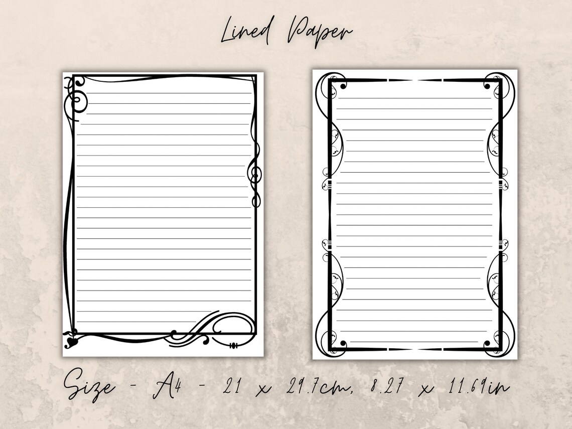 Printable Stationery Classic Border Letter Printable Writing - Etsy