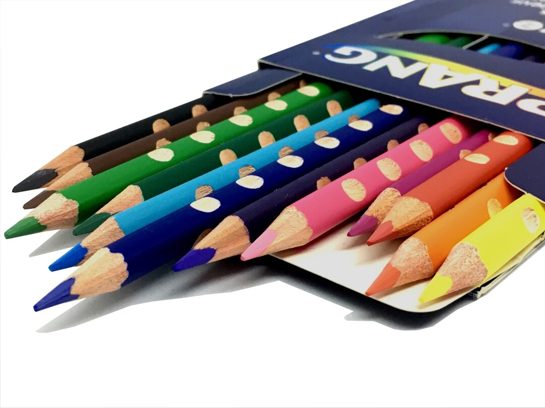 Non-toxic Ergonomic Bright Colored Pencils Set of 12 Colors Great Gift ...