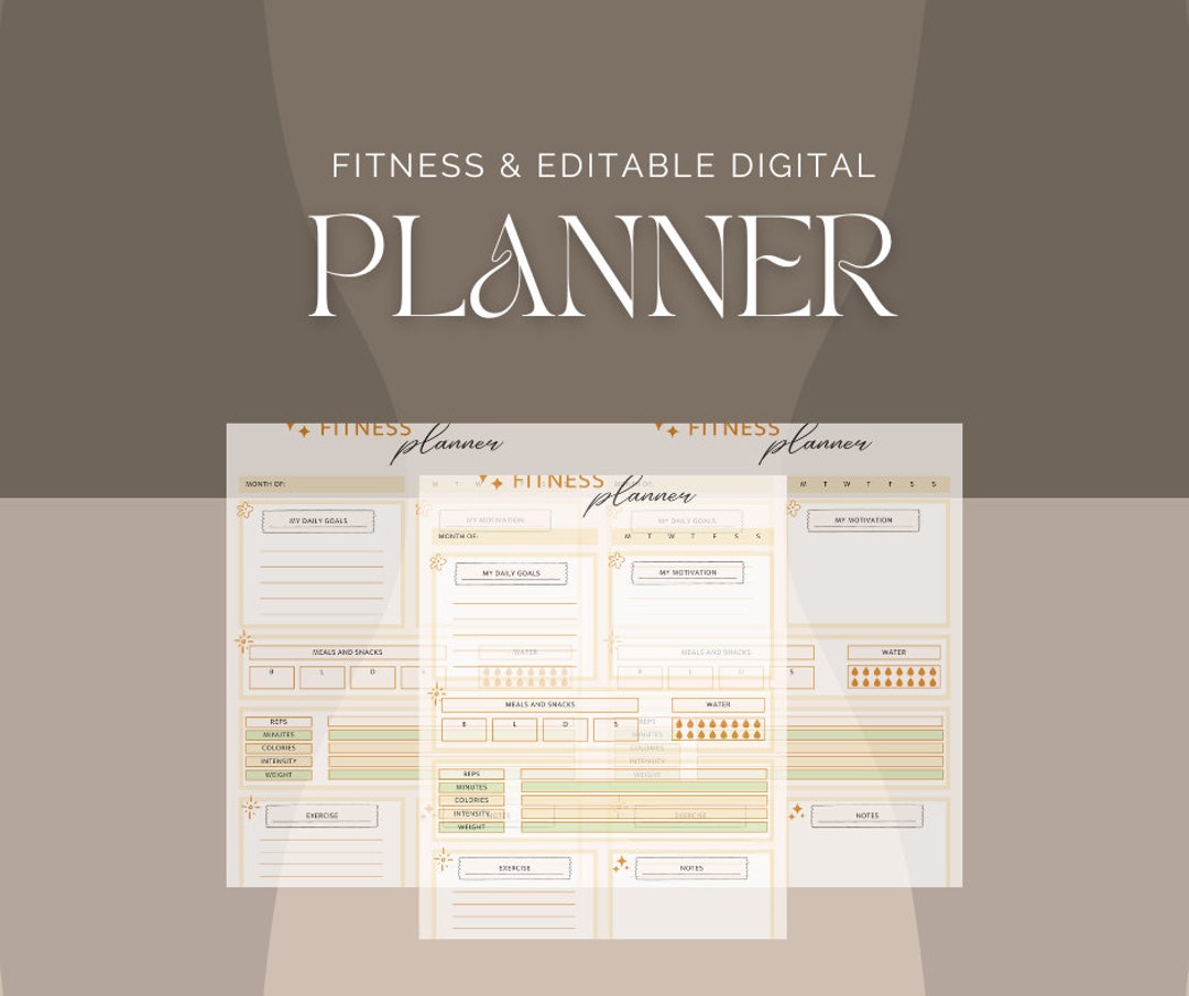 Printable Fitness Planner, Exercise Log, Health Organizer, Goal Tracker ...