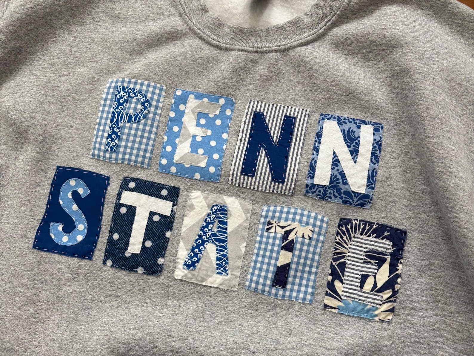 College Patchwork Crewneck - Etsy