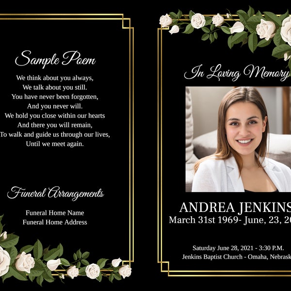 Black and Gold Funeral Programs - Etsy