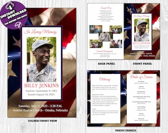 Rose Gold Border - Editable Funeral Program Template in Loving Memory ...