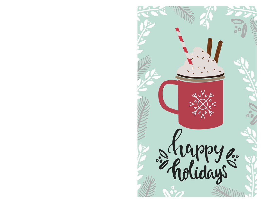Printable Red & Green Christmas Card, Instant Download 8.5x11 Inch Card ...
