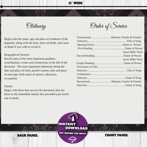 Black Geometric Design Editable Funeral Program Template in - Etsy