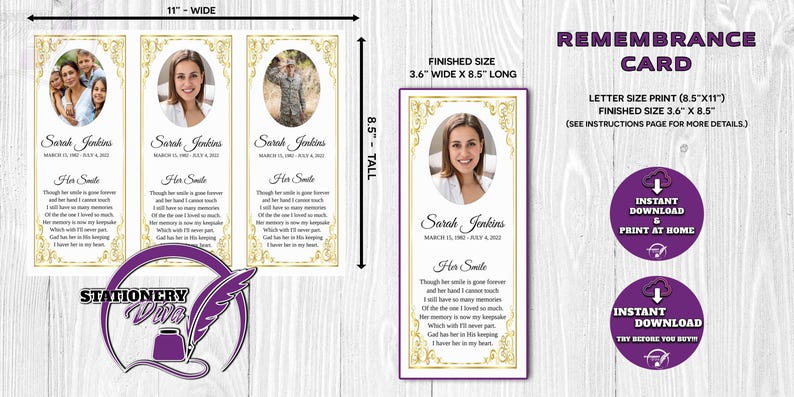 Elegant Gold Border - Editable Funeral Program Template in Loving ...