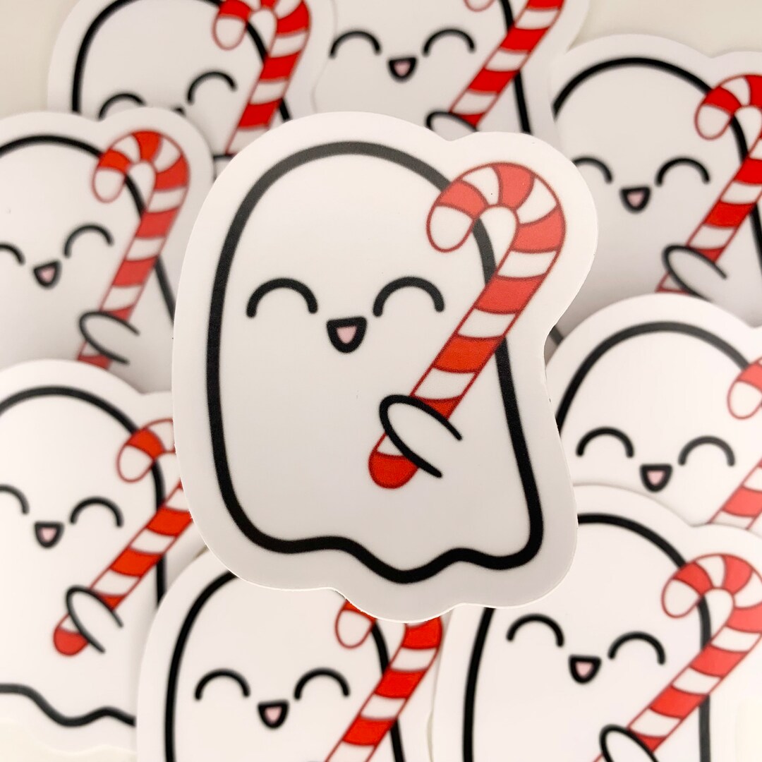Christmas Candy Cane Ghost Die Cut Sticker - Etsy