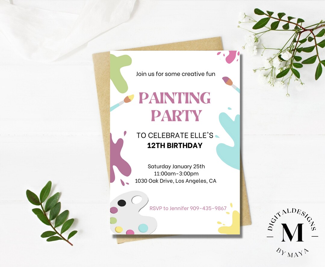 Painting Party Invitation | Instant Download Printable and Editable ...