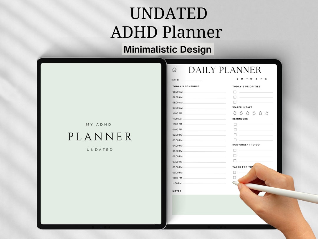 Digital ADHD Planner: Minimalist Undated Daily, Weekly, Monthly (PDF ...