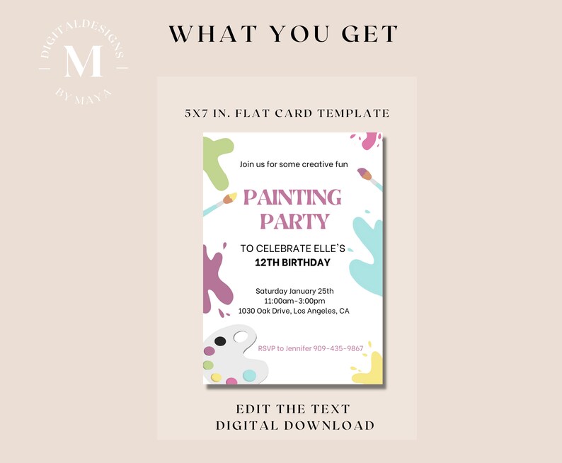 Painting Party Invitation | Instant Download Printable and Editable ...