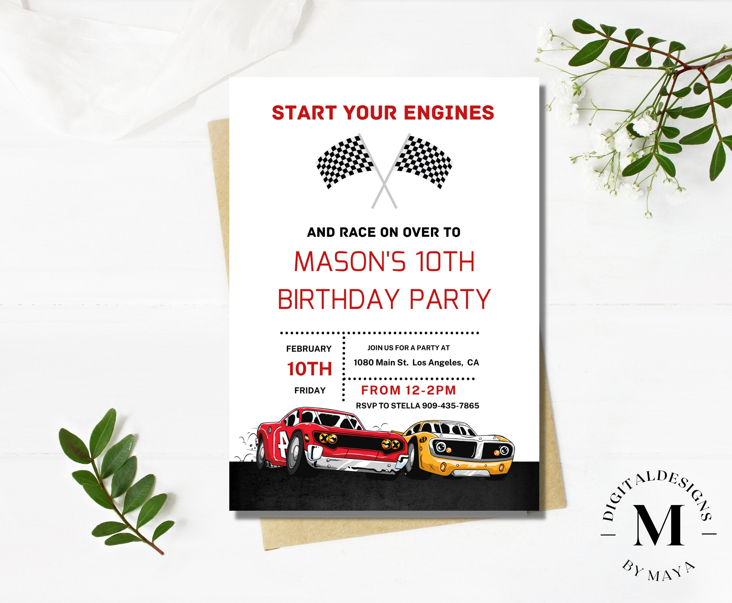 Race Car Birthday Racing Invitation Birthday Invitation Instant ...