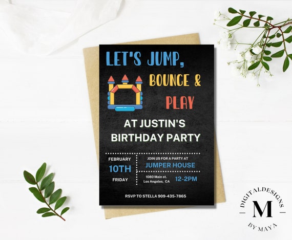 Bounce House Birthday Party Invitation Jump House Jump Park | Etsy
