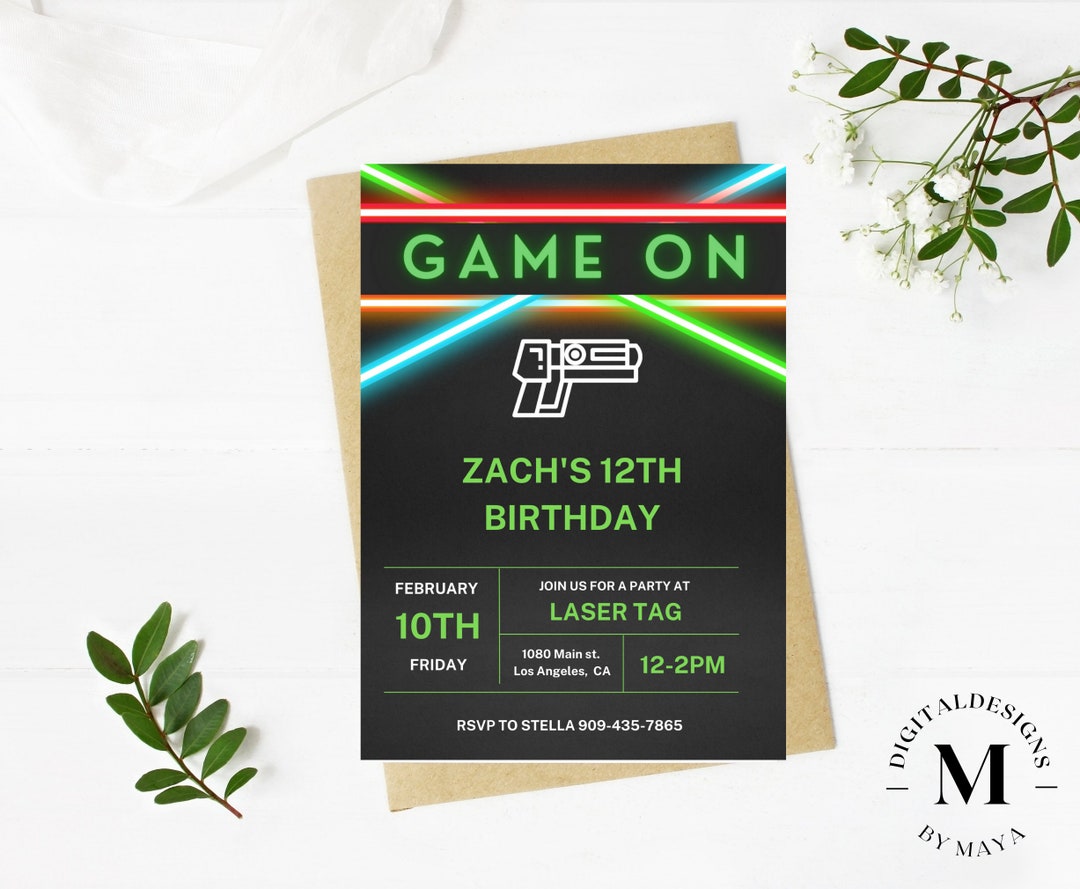 Laser Tag Birthday Invitation: Editable Kid's Party Invite (digital Download) - Etsy