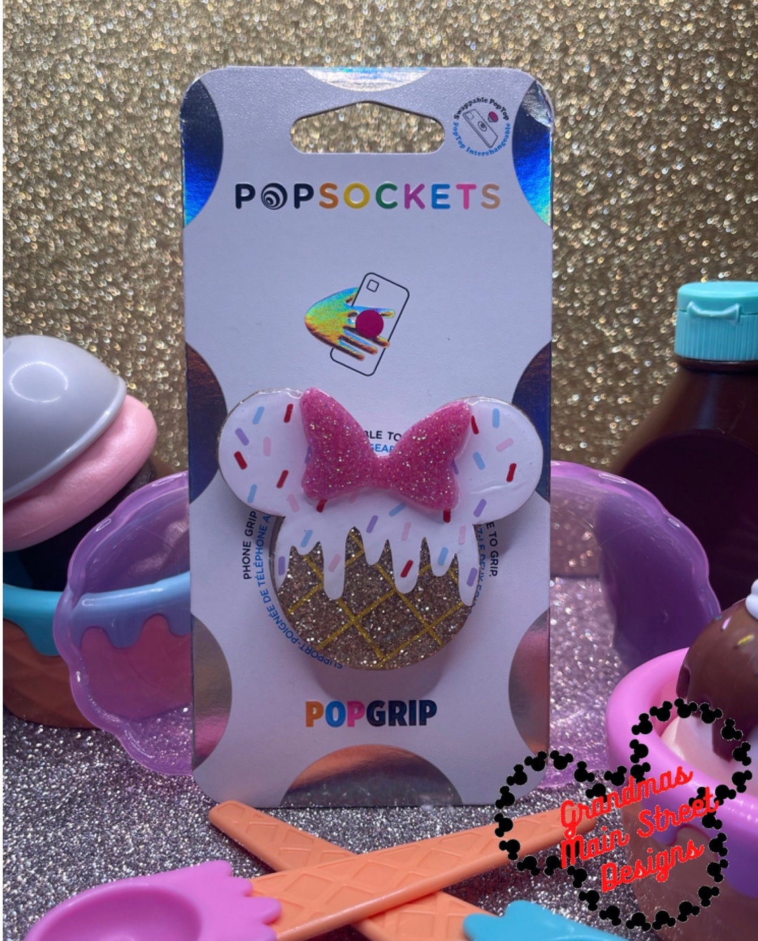 Mickey Waffle Cone Inspired Popsocket ®/phone Grip/badge Reel - Etsy