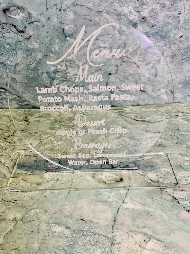 Acrylic Menus, Circle Acrylic Menu Cards Wedding Menu Baby Shower Menus ...