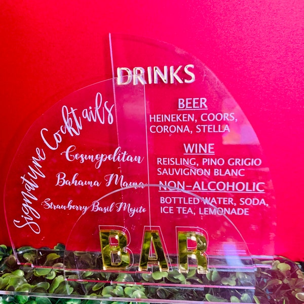 Acrylic Bar Menu - Etsy