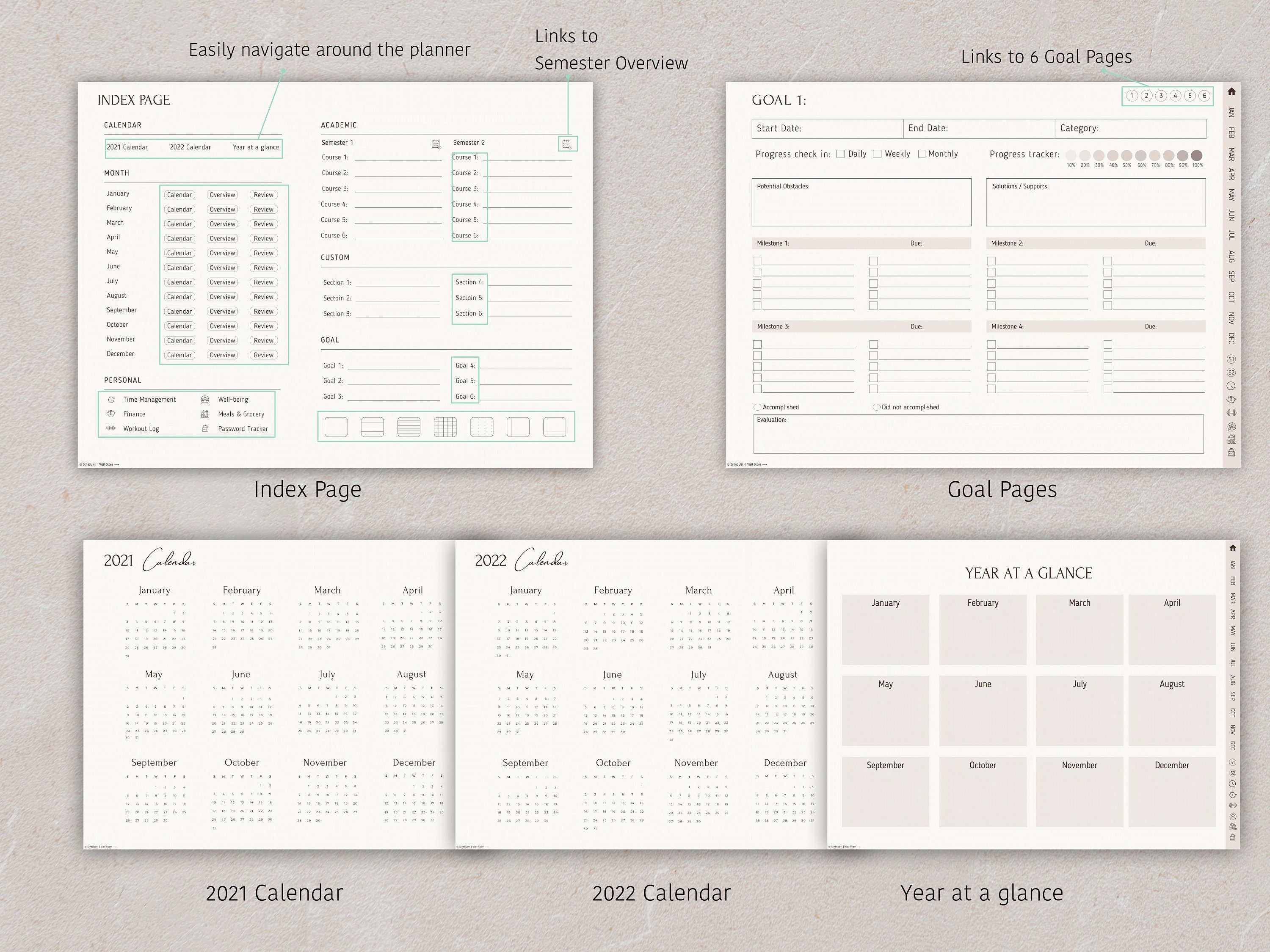 Digital Student Planner 2021-2022 Digital Planner Undated Planner ...
