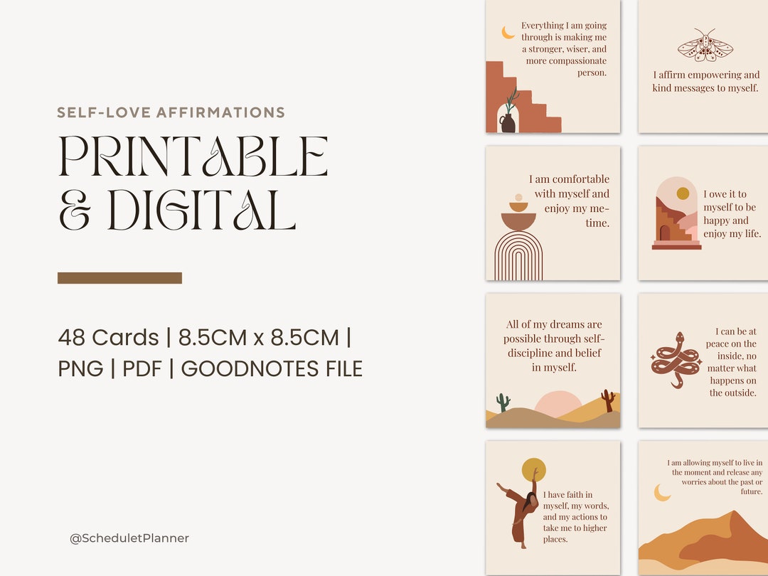 48 Affirmation Cards | Digital Planner Stickers | Printable Affirmation ...