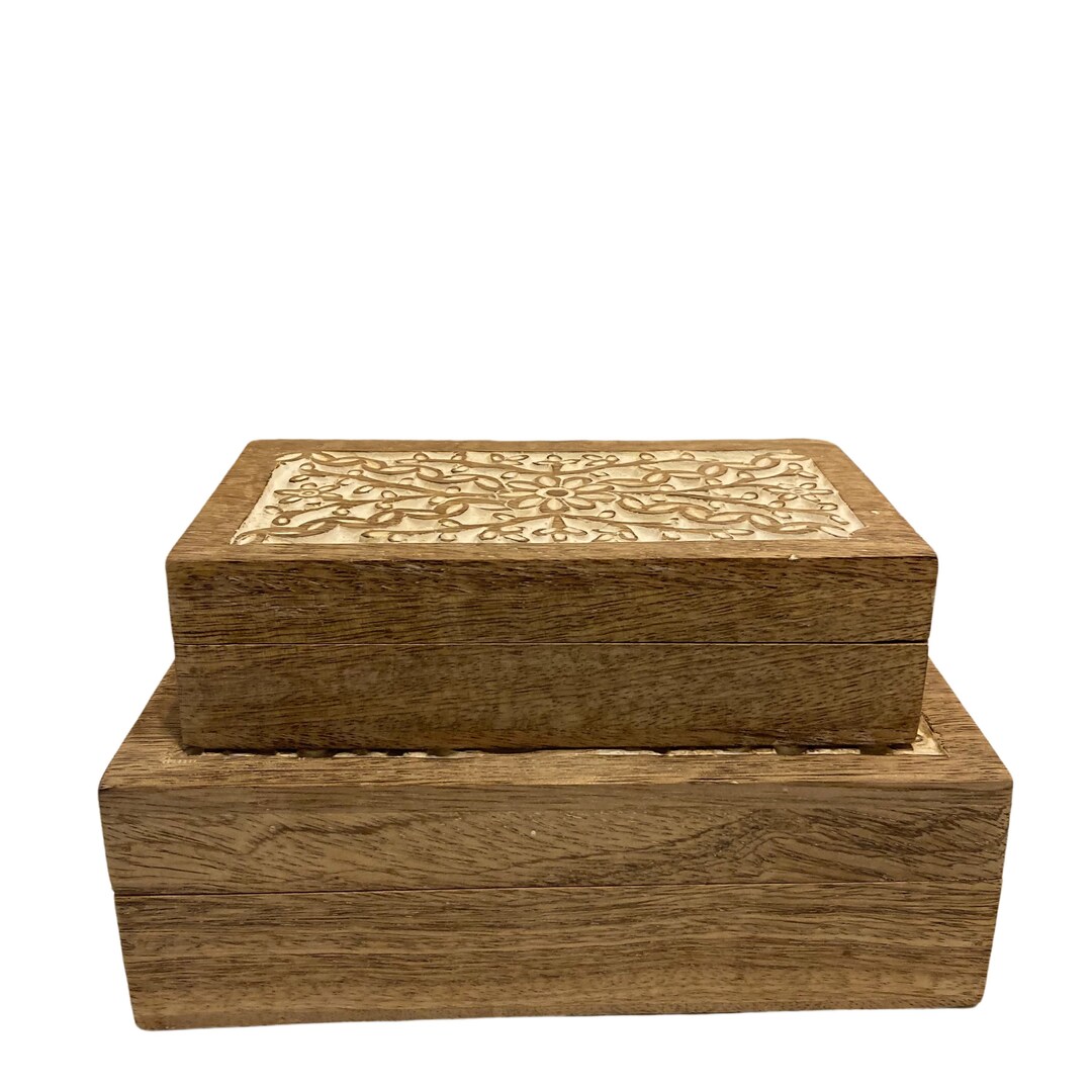 Pair of Pretty Matching Sackable Monk Pod Wooden Trinket Boxes India - Etsy