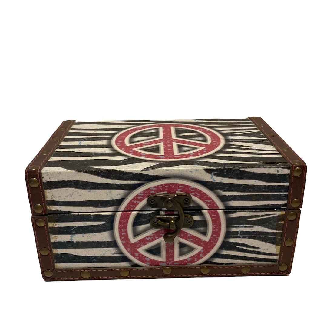Cool Zebra Print and Colorful Peace Sign Design Belongings Box - Etsy