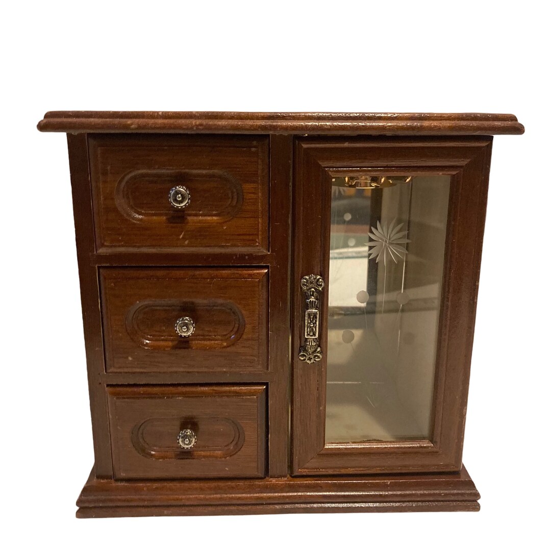 Vintage 3 Drawer Mini Armoire Style Jewelry Box - Etsy