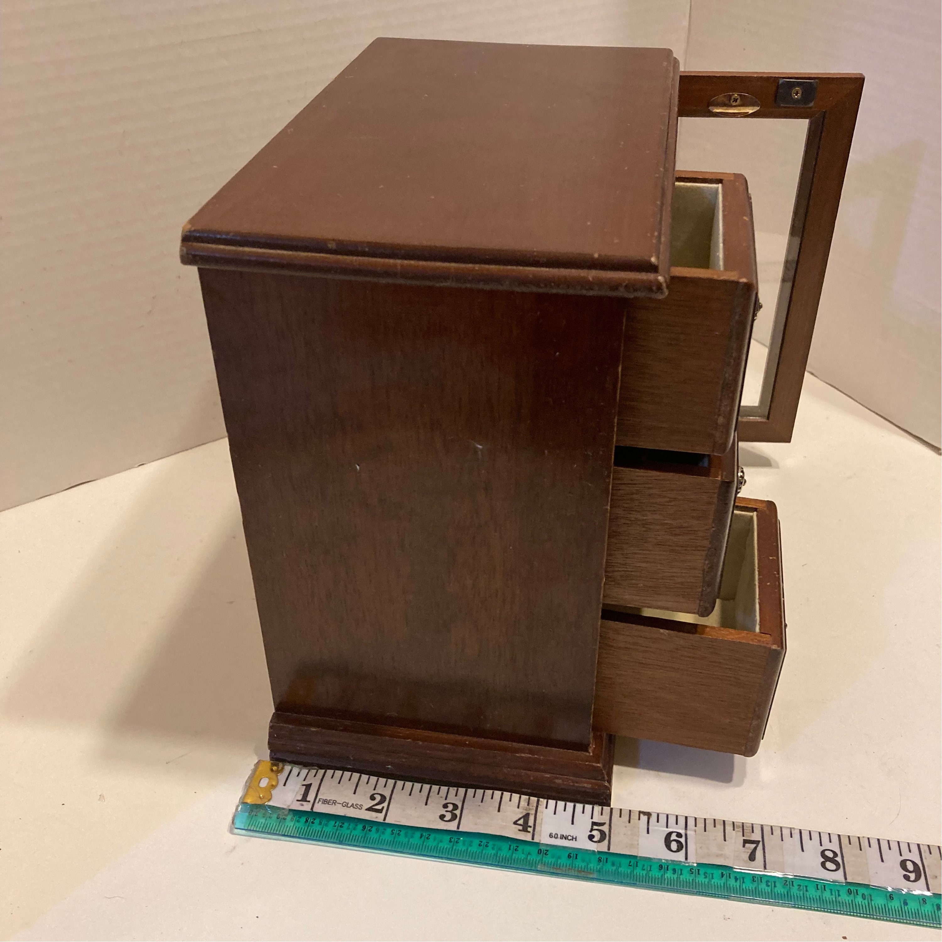 Vintage 3 Drawer Mini Armoire Style Jewelry Box - Etsy