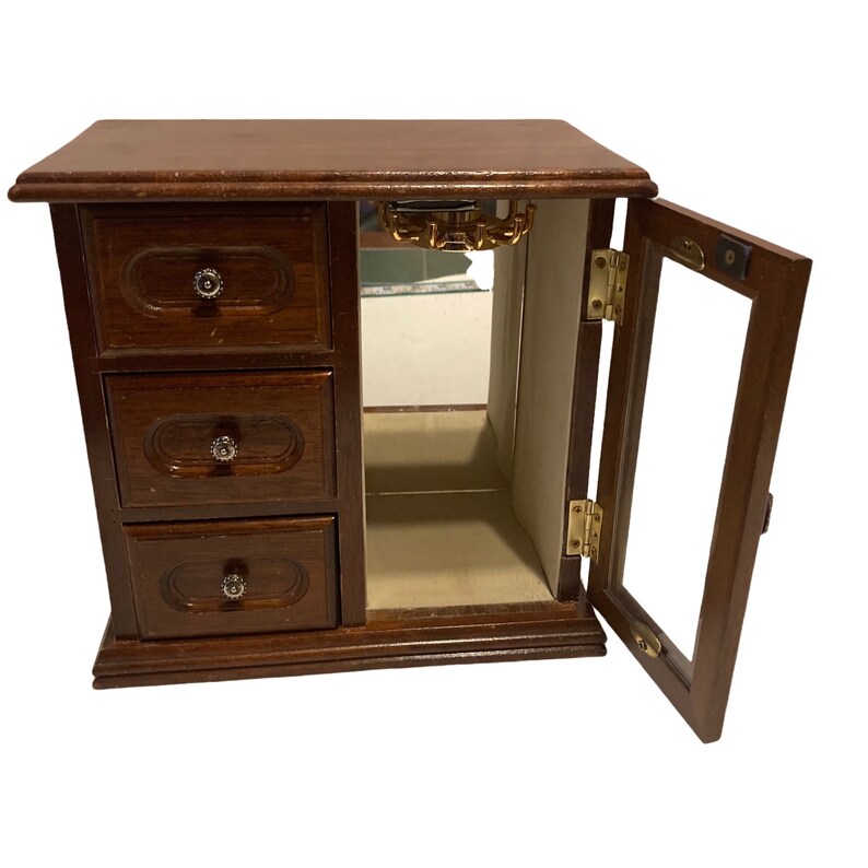 Vintage 3 Drawer Mini Armoire Style Jewelry Box - Etsy