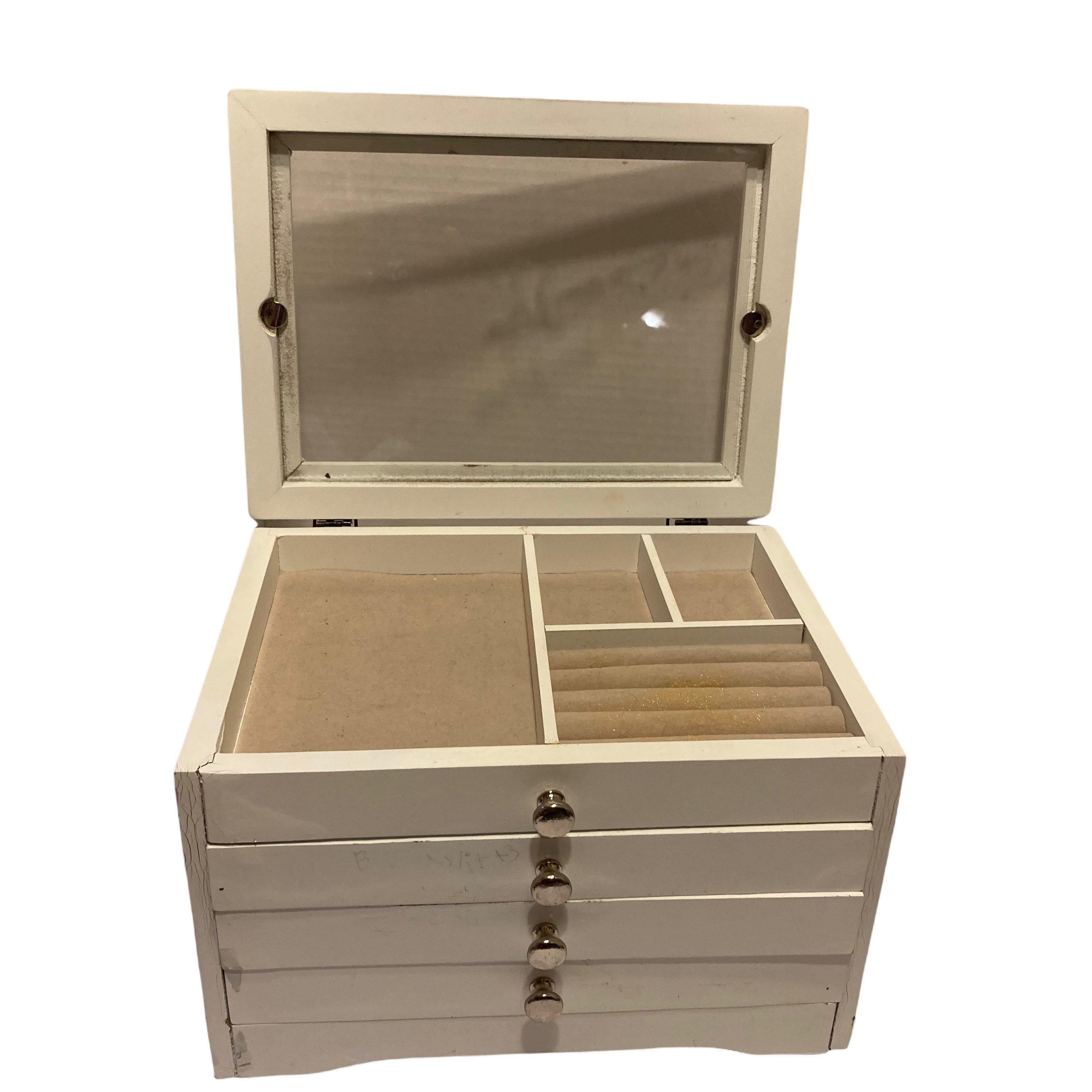 Large White Clear Glass Top Jewelry Box - Etsy