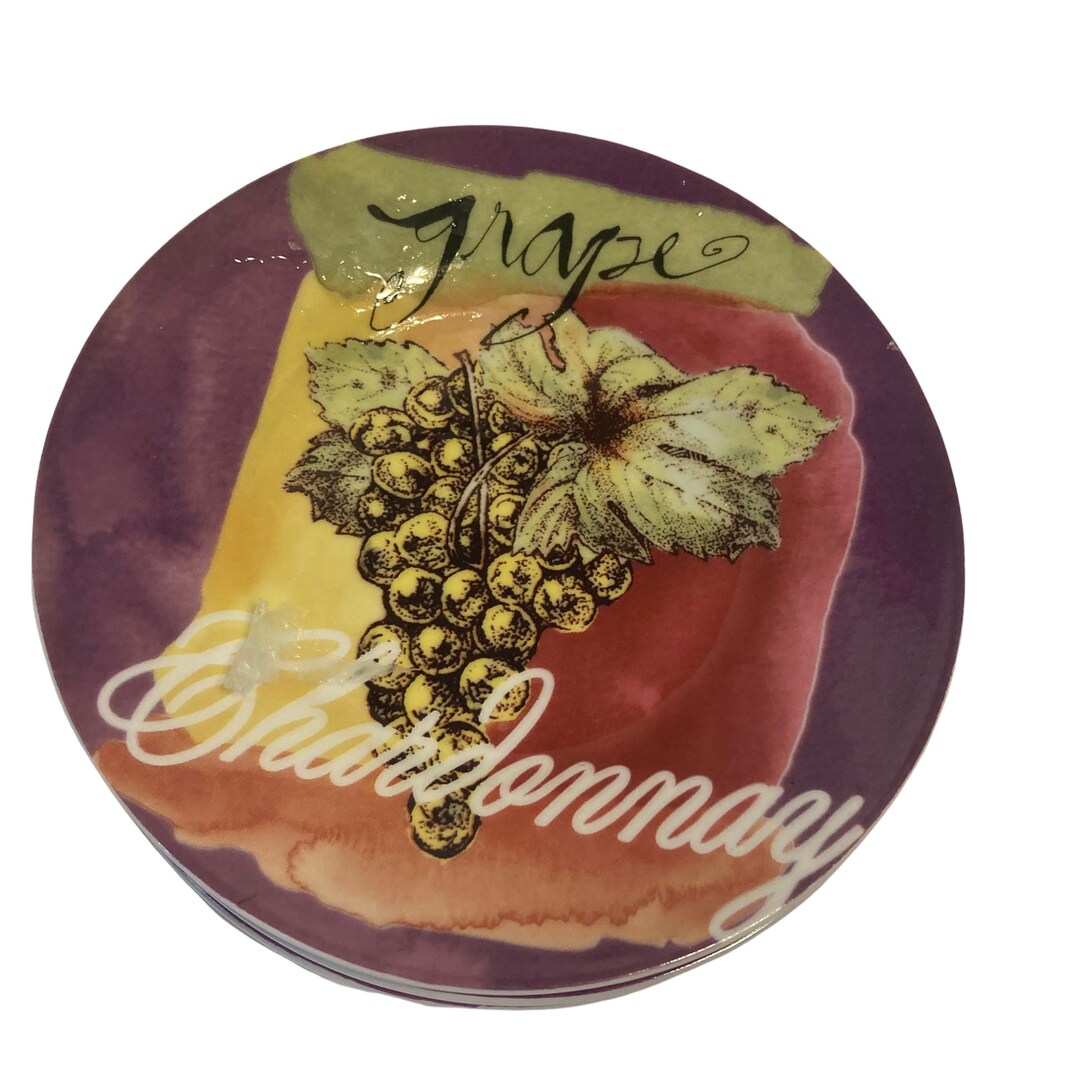 Retro Set of 4 Wine Tasting Themed Appetizer Plates - Etsy