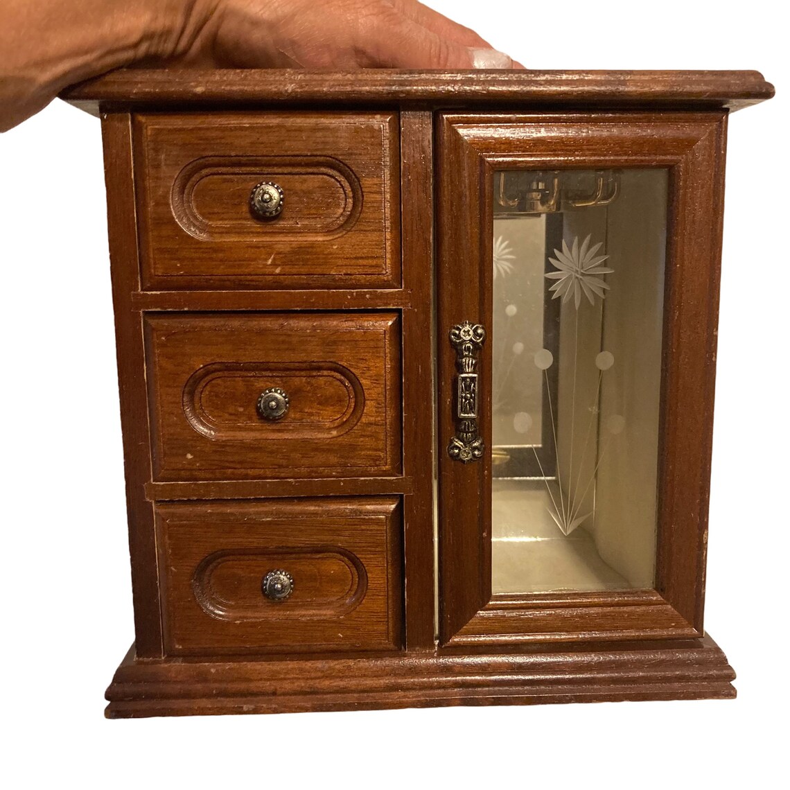 Vintage 3 Drawer Mini Armoire Style Jewelry Box - Etsy