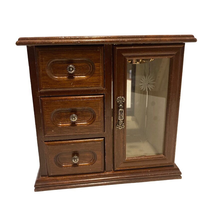 Vintage 3 Drawer Mini Armoire Style Jewelry Box - Etsy