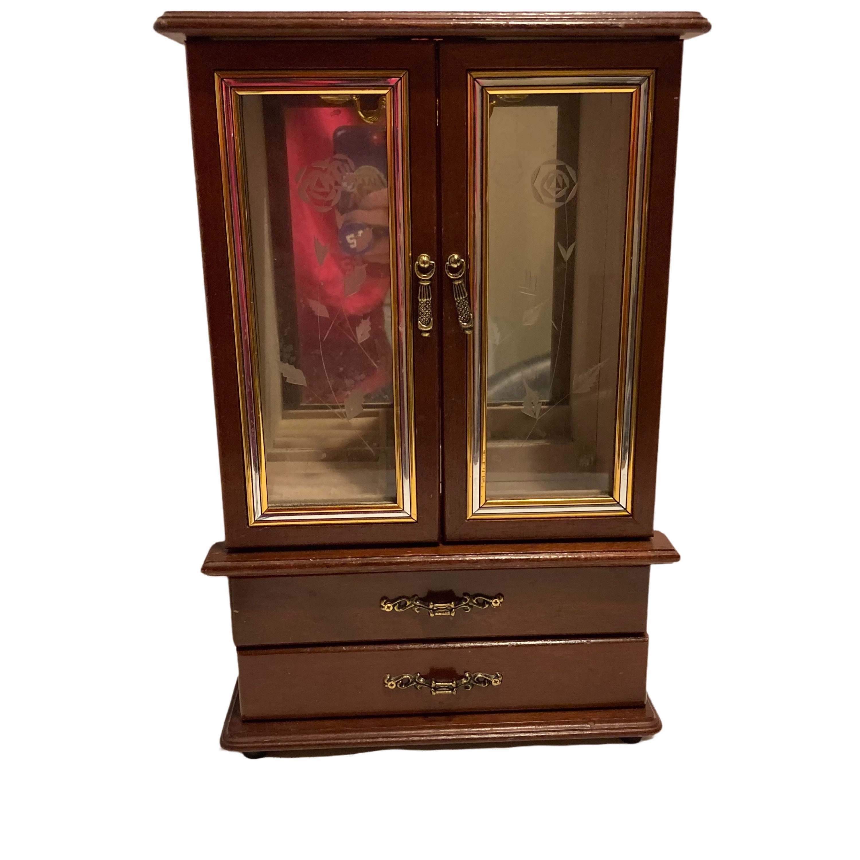 Retro Large Tall Mini Armoire Style Wooden Jewelry Box - Etsy