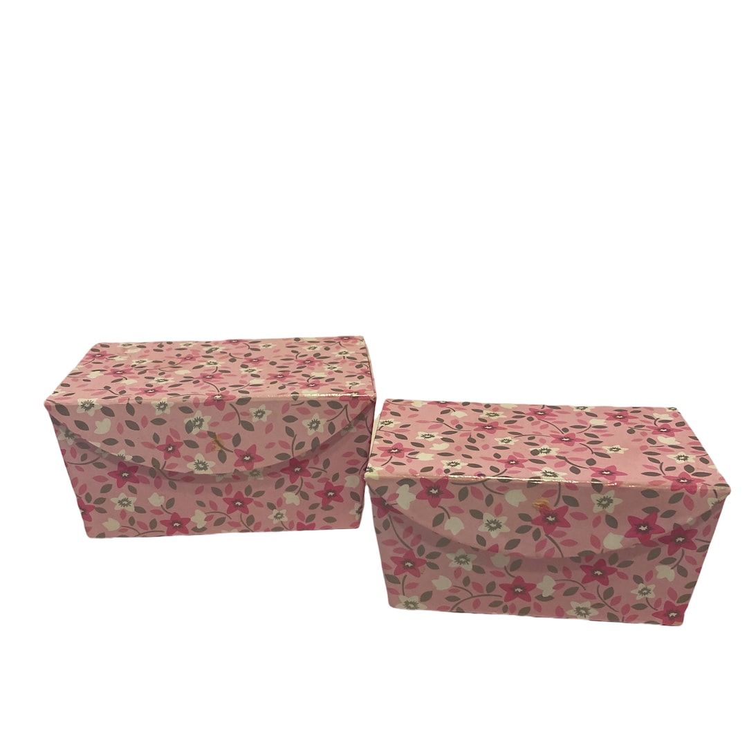 Pretty Pair of Pink Floral Decorative Boxes - Etsy