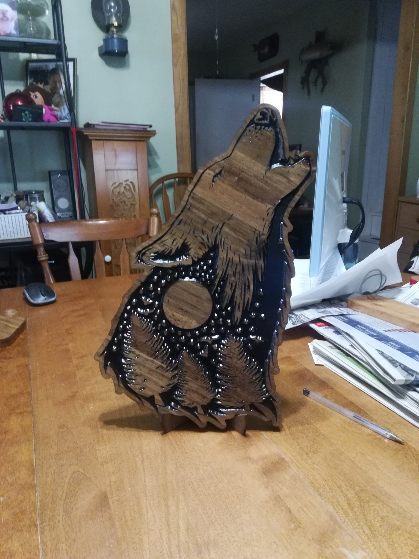 Wolf Howling Moon Engraved Sign - Etsy