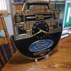 Ford Mustang Engraved Wooden Wall Clock - Etsy
