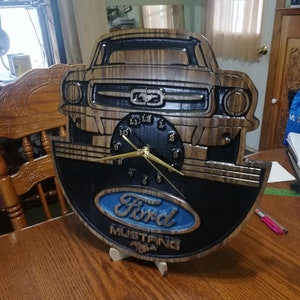 Ford Mustang Engraved Wooden Wall Clock - Etsy
