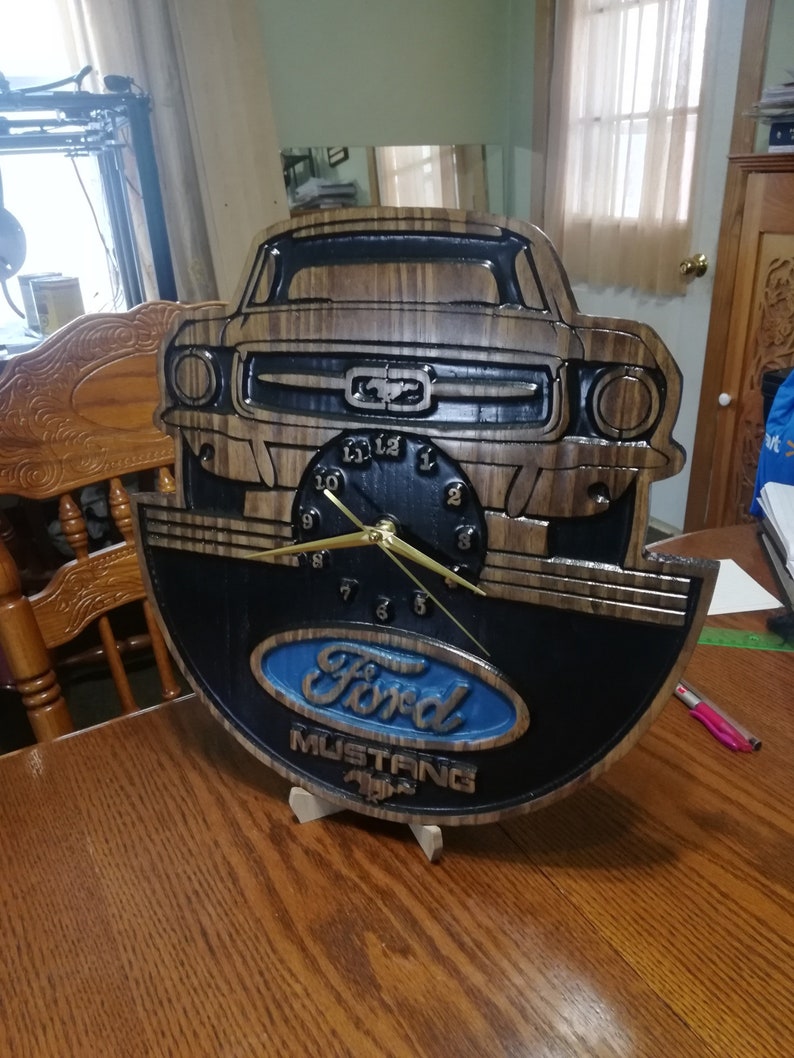 Ford Mustang Engraved Wooden Wall Clock - Etsy