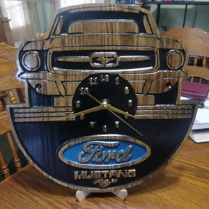 Ford Mustang Engraved Wooden Wall Clock - Etsy