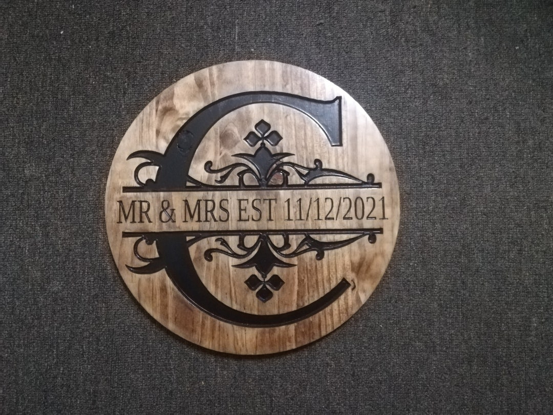 Personalized Monogram Engraved Wood Sign - Etsy