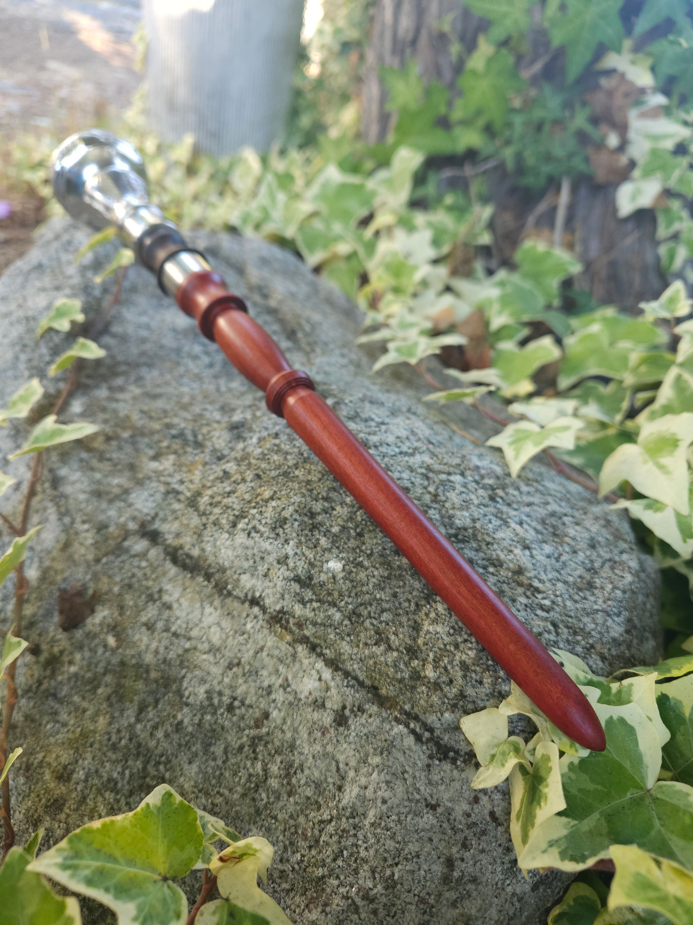 Pink Ivory Wand With Macassar Ebony and Brass Handle 14 7/16 Inches - Etsy