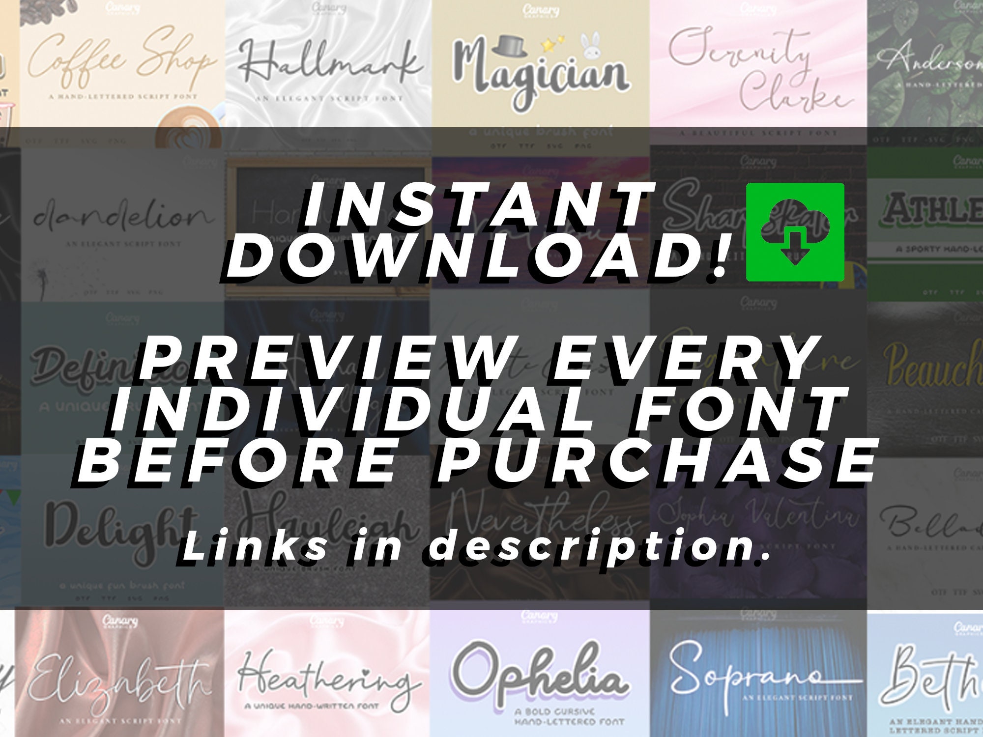 MEGA FONTS BUNDLE Instant Download Cricut Fonts Script - Etsy