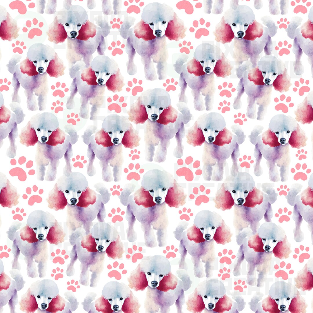 Poodles Seamless Pattern PNG, Instant Download, Funny Poodle Pattern ...