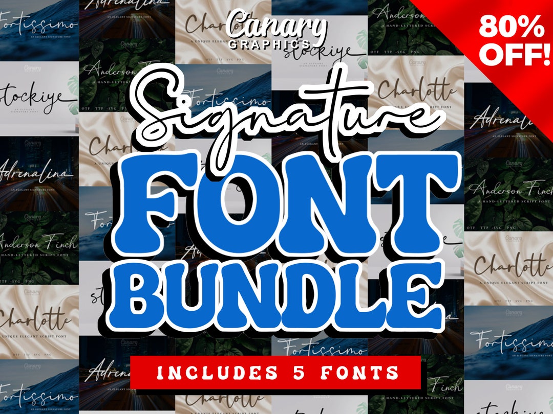 5 FONT BUNDLE, Signature Fonts, Digital Download, Script Fonts ...